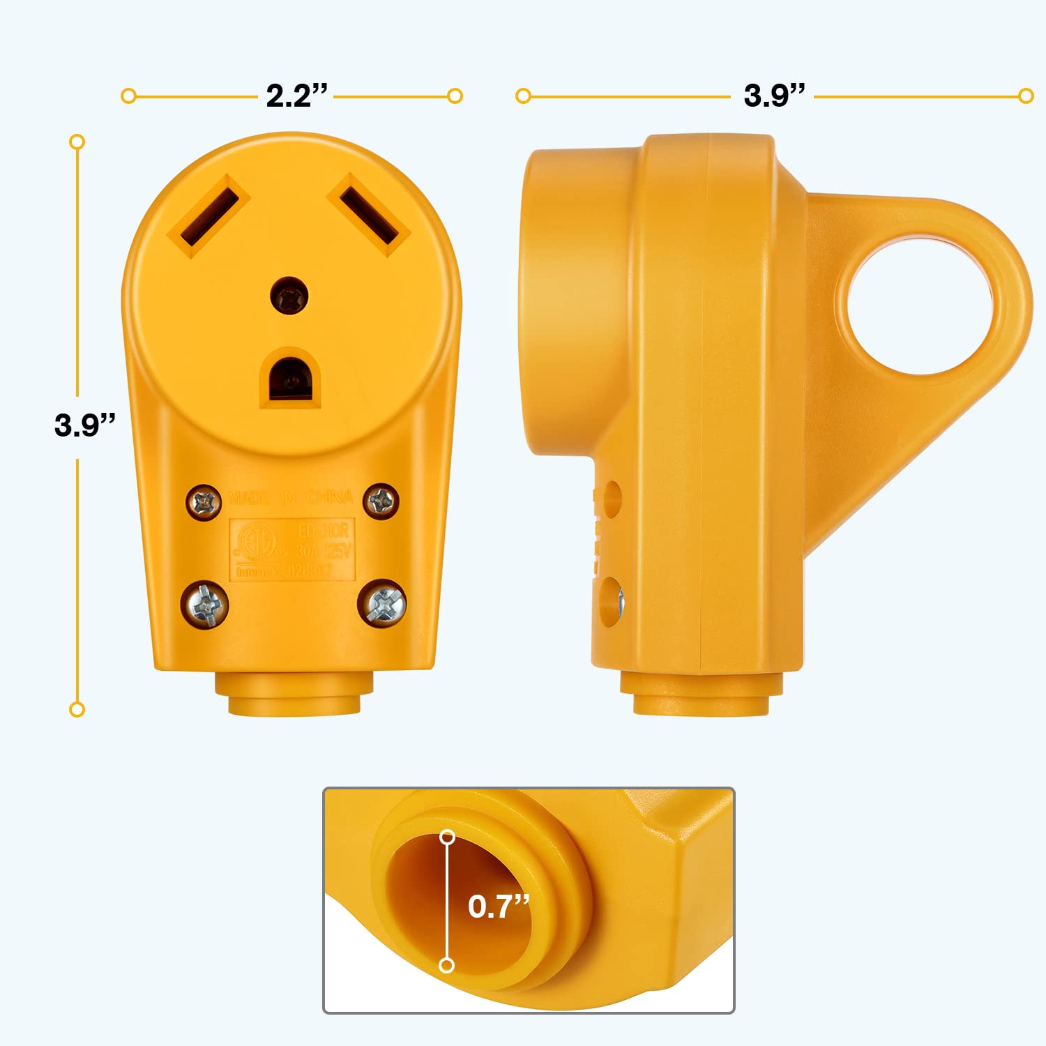 Snapklik.com : Kohree 30 Amp RV Plug Female, RV Receptacle Heavy Duty ...