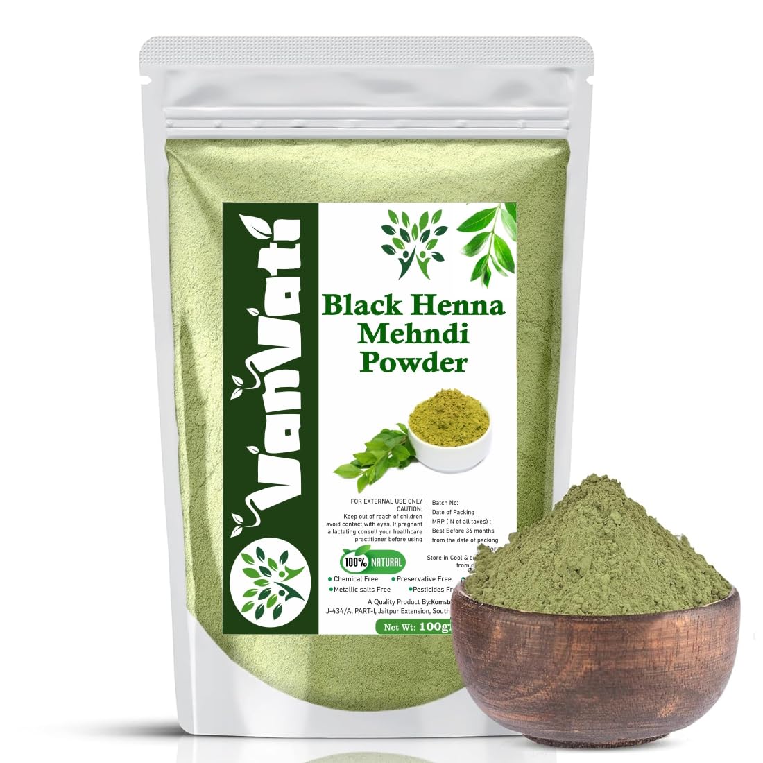Buy VANVATI Premium Black Henna Mehndi Powder - Natural Hair Coloring ...