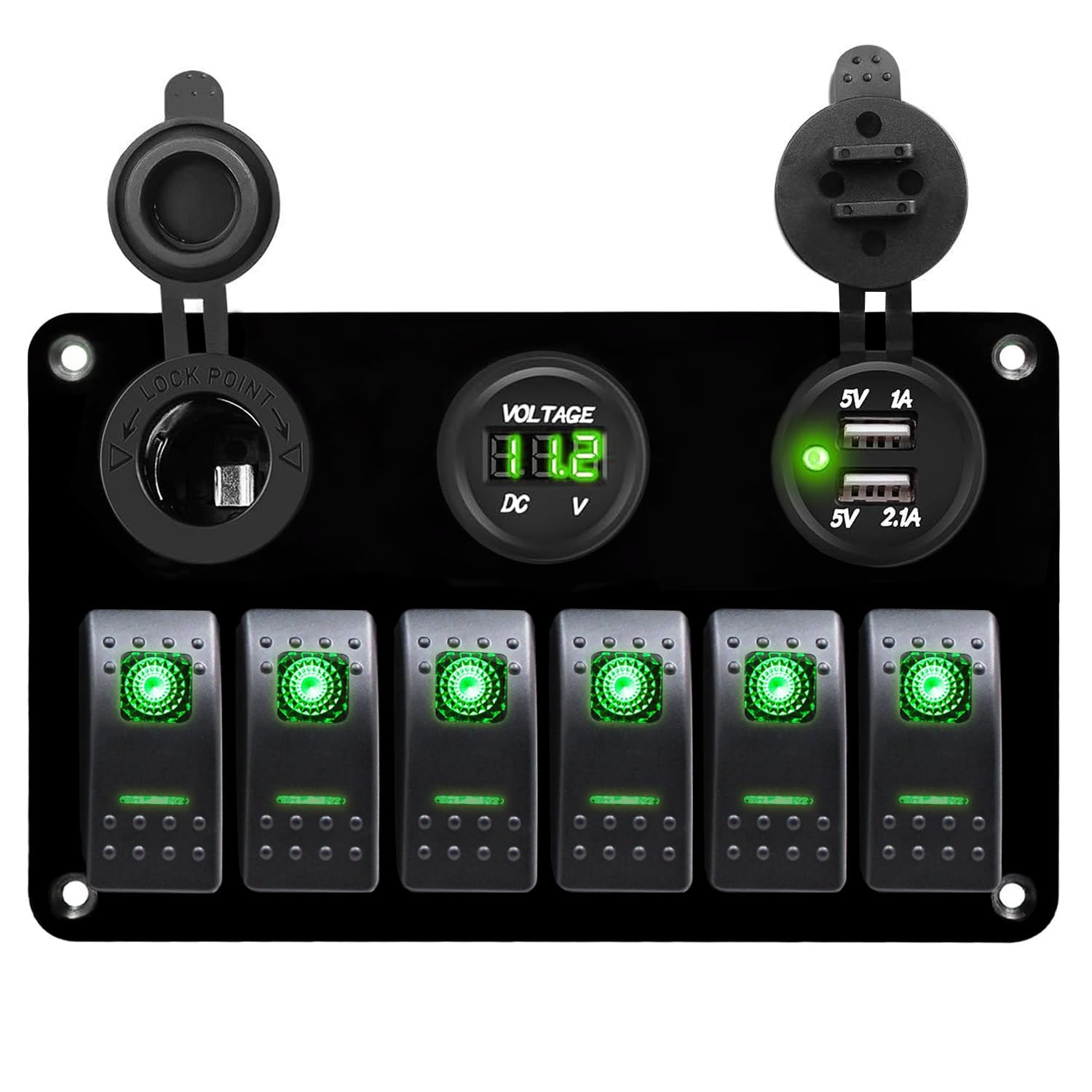 Snapklik.com : FXC 12 Volt Aluminum Marine Boat Rocker Switch Panel ...