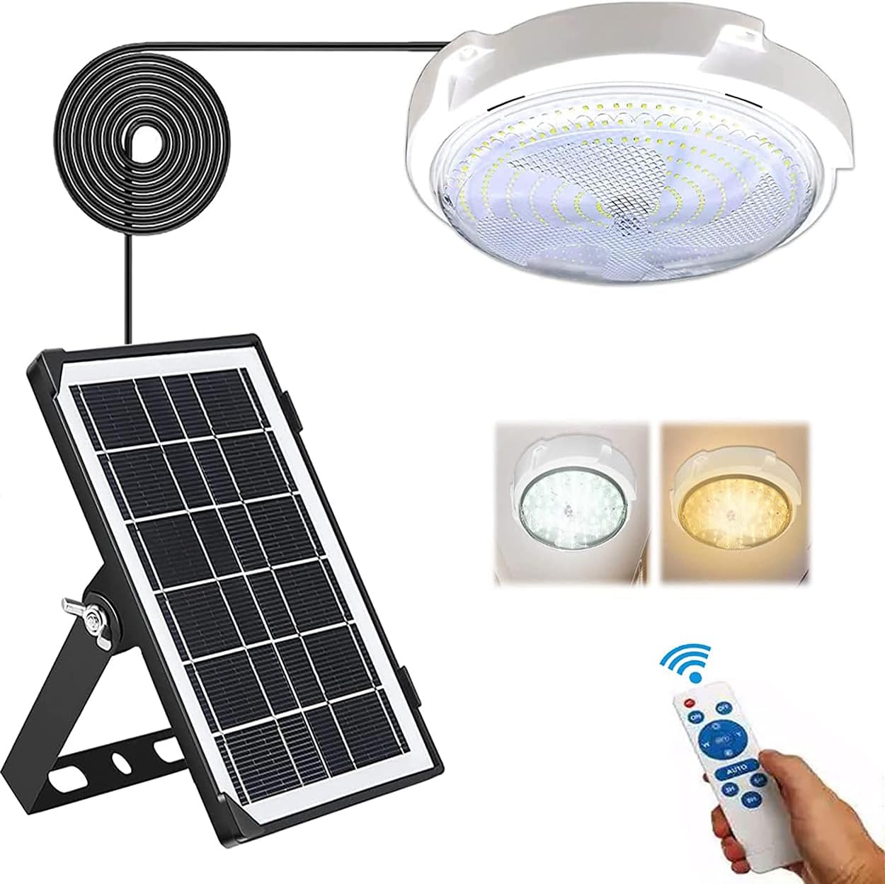 Brioeua 54 LED Solar Ceiling Light, 1000 Lumens Solar Light Indoor ...