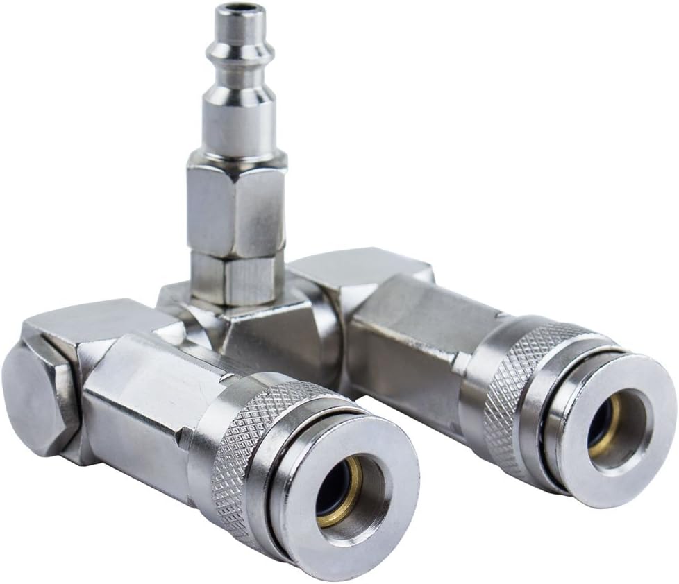 2 Way Air Hose Splitter 1/4" NPT Compressor Swivel 360 Degrees ...