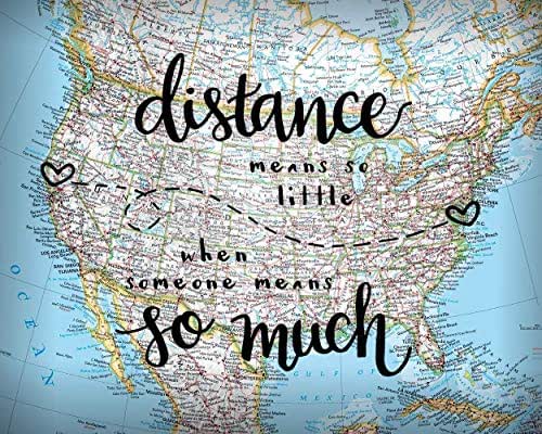 Amazon.com: Distance Means So Little US Map Art Print Love Quote Long ...