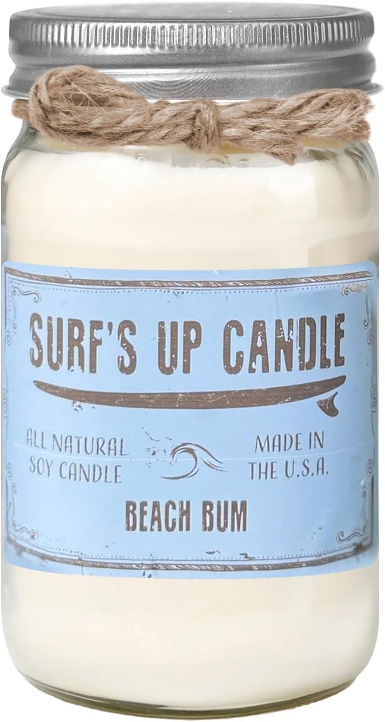 Amazon.com: Surf's Up Candle Mason Jar Beach Bum Candle, Original 16oz ...