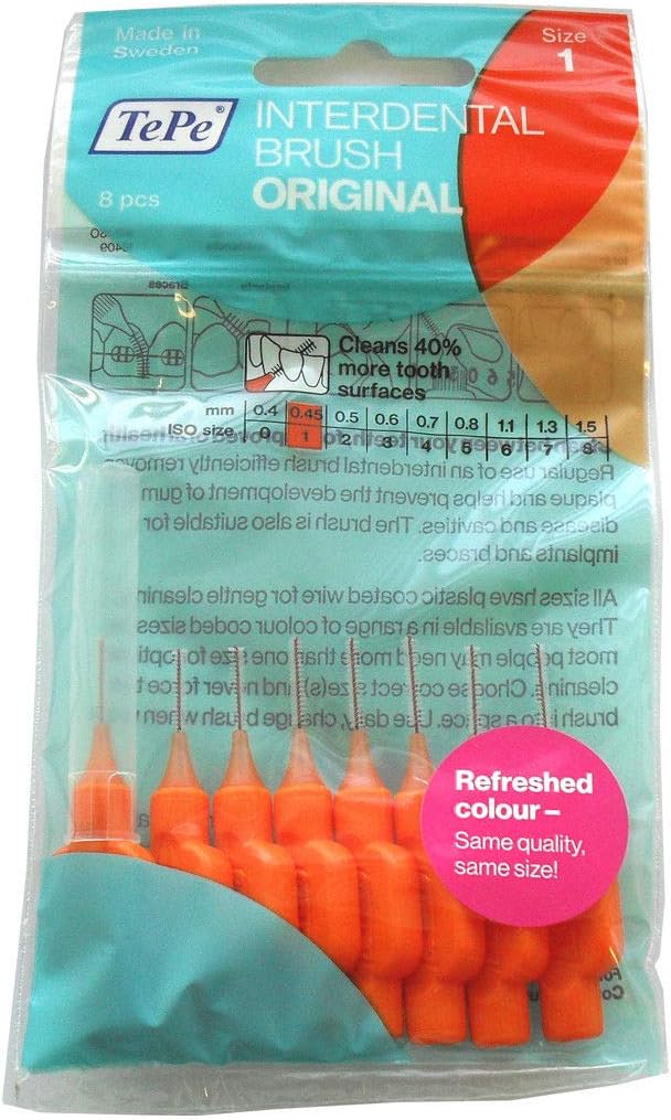 TePe 0.45 mm Size 1 Original Interdental Brush - Pack of 8 : Amazon.co ...