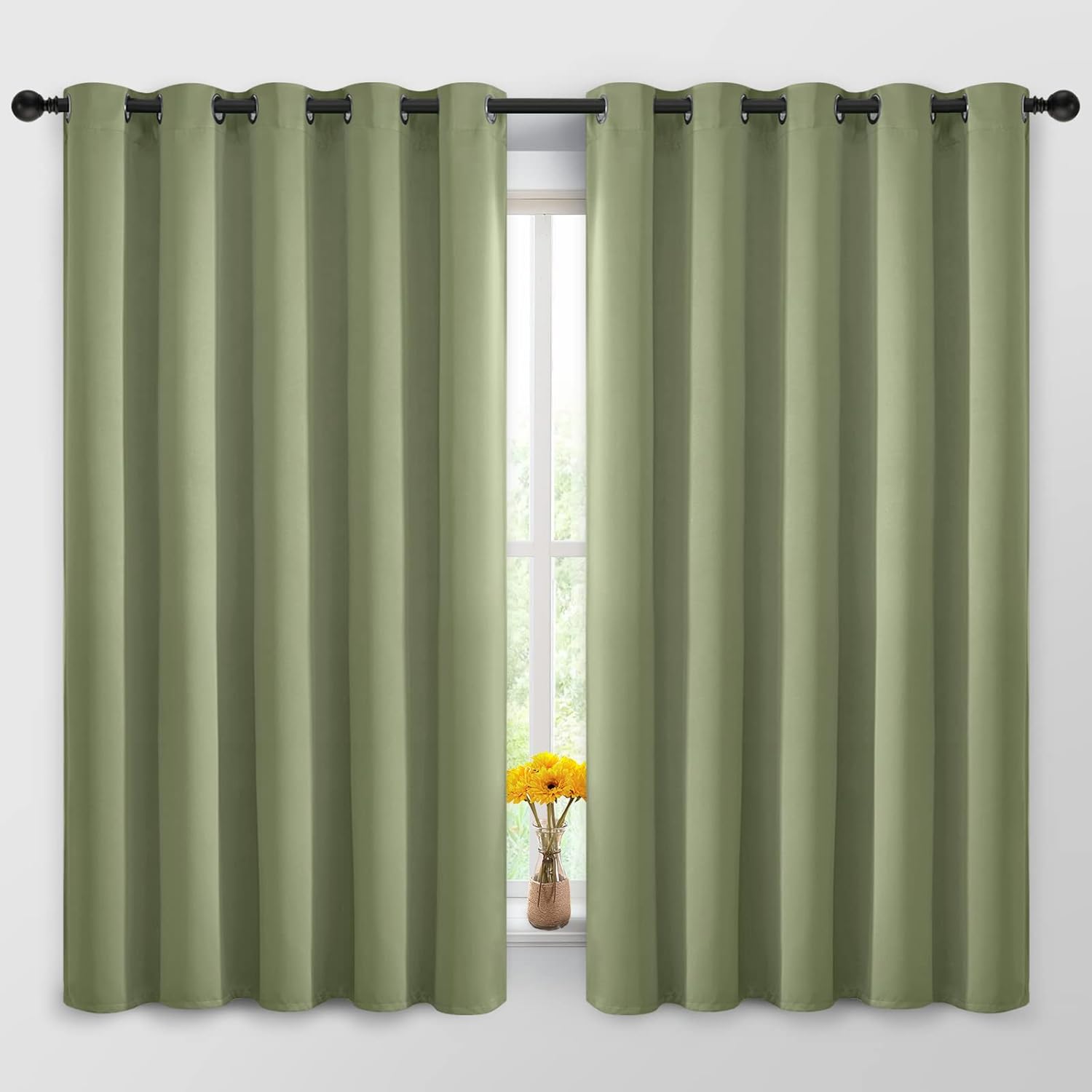 Amazon.com: Yakamok 63 Inch Long Blackout Curtains Room Darkening ...