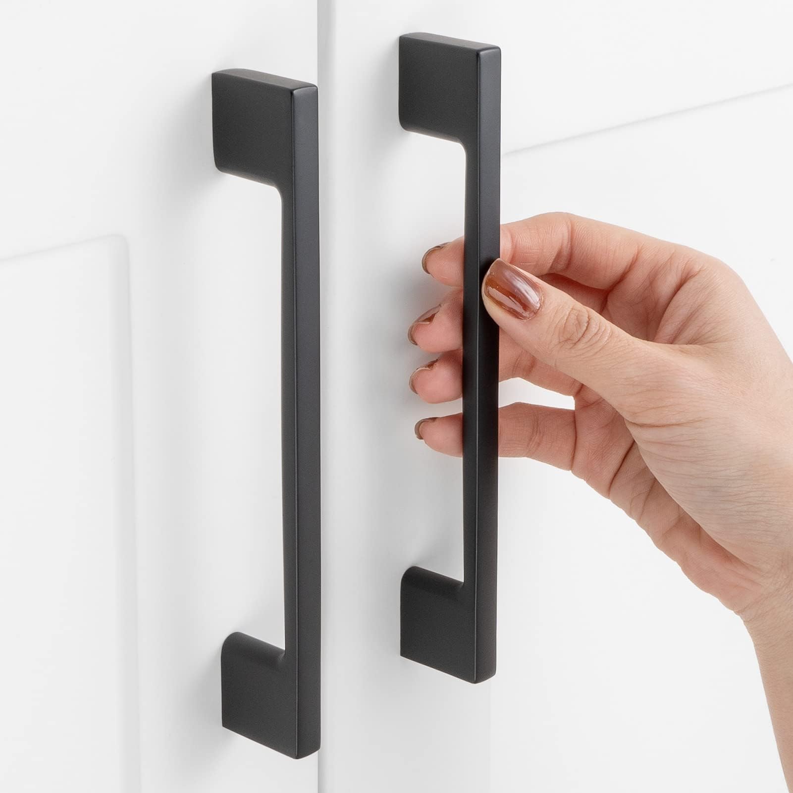 ASKANO, 5 Inch Hole Centers, Black Wide Foot Kitchen Cabinet Pull ...