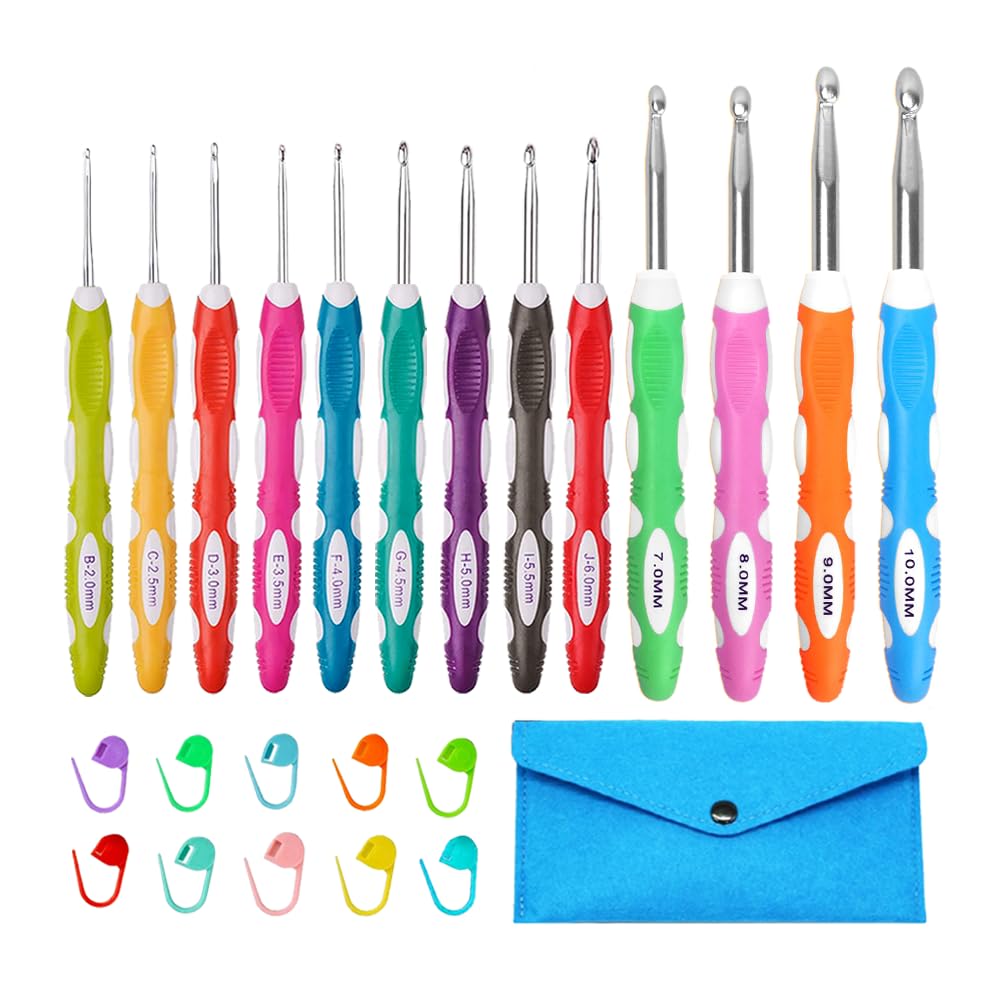Amazon.com: Lewhoo Ergonomic Crochet Hooks Set with Case, 13 Size ...