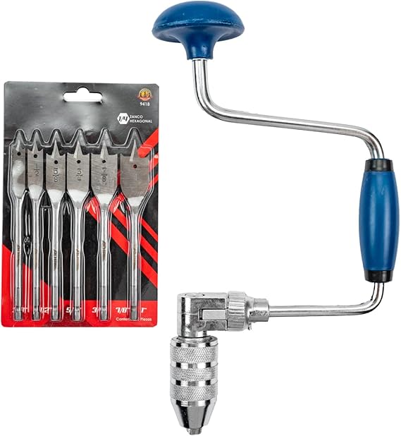 Amazon.com: Mazmer Carpenters Bit Brace Hand Crank Drill with 12-Inch ...