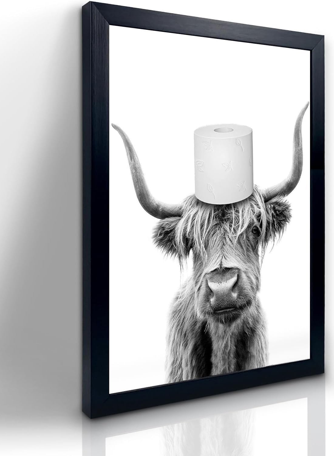 Foduuo Funny Highland Cow Wall Art, Black and White Cow Picture ...