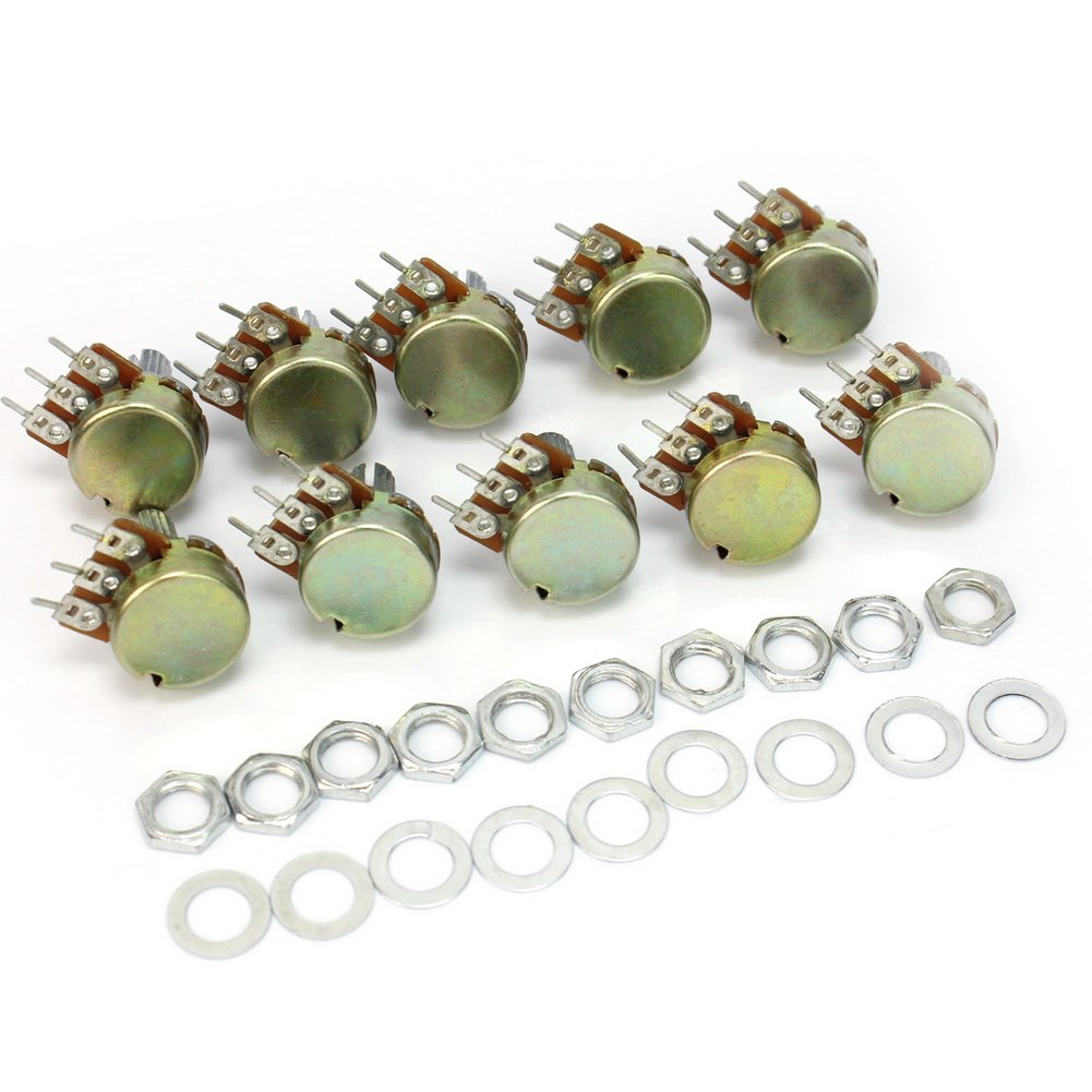 10 Pcs B10K Linear Potentiometer 15mm Shaft With Nuts And Washers ...