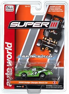 Amazon.com: Auto World Super III 2008 Dodge Charger Stock Car (Green ...