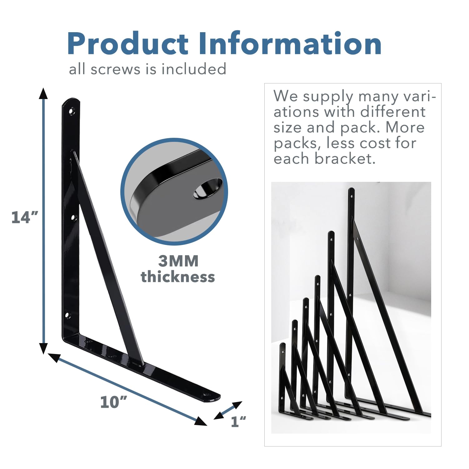 Snapklik.com : Shelf Brackets 12 Pack 14 Inch Heavy Duty Metal L ...