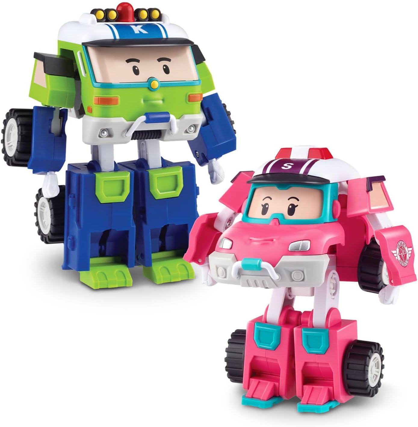 Amazon.com: Robocar Poli 2 Pack Sandy + Keaton Transforming Robot Toys ...