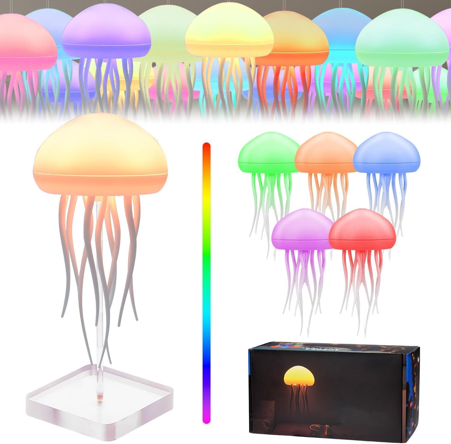 Jellyfish Lamp, Voice Control Floating Jelly Fish Light Lamp, RGB ...