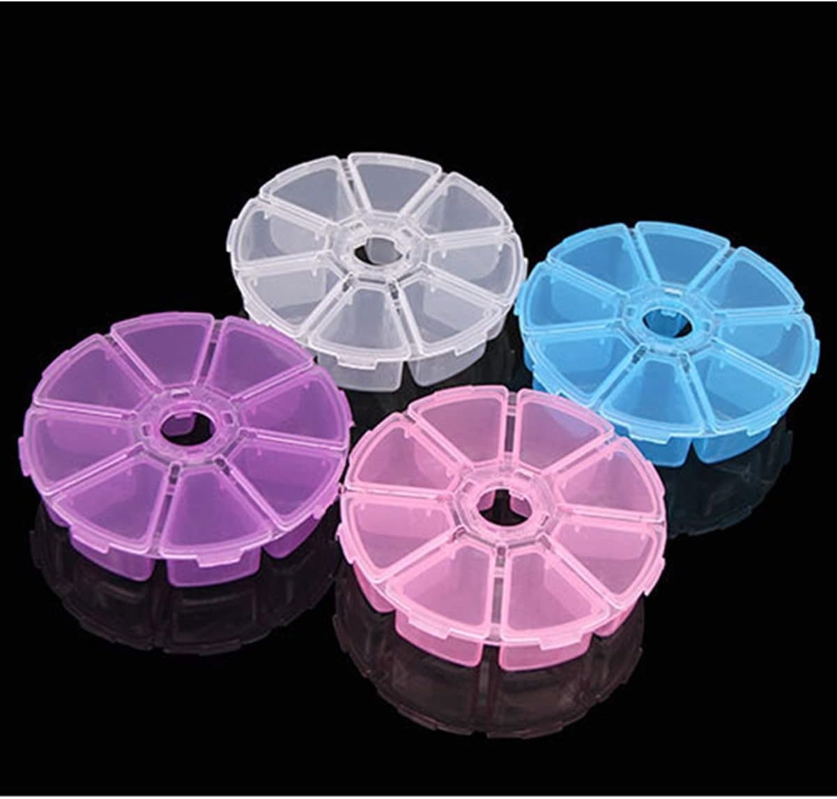 Amazon.com: JUNDALINDA 4 PCS 8 lattices Transparent Round Plastic Boxes ...