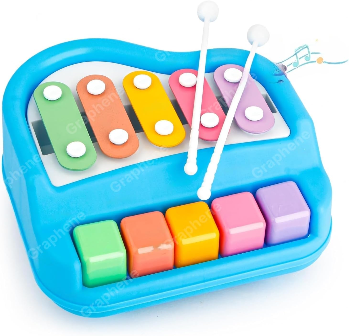Buy GRAPHENE 2 in 1 Xylophone Toy Mini Piano with 5 Keys 2 Sticks ...