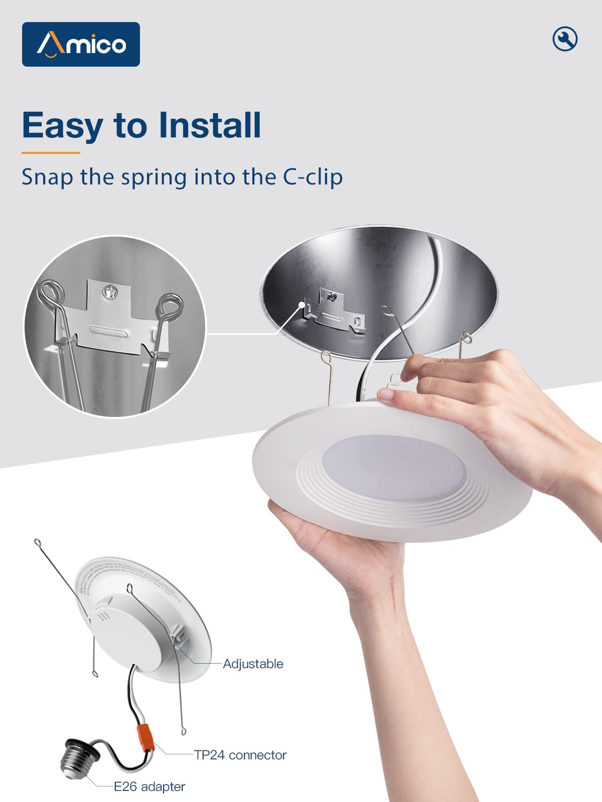 Amico 5/6 inch 5CCT LED Recessed Lighting 20 Pack, Dimmable, IC & Damp ...