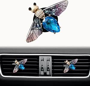 Amazon.com: Bling Blue Bee Air Vent Clips, Crystal Bee Car Air ...
