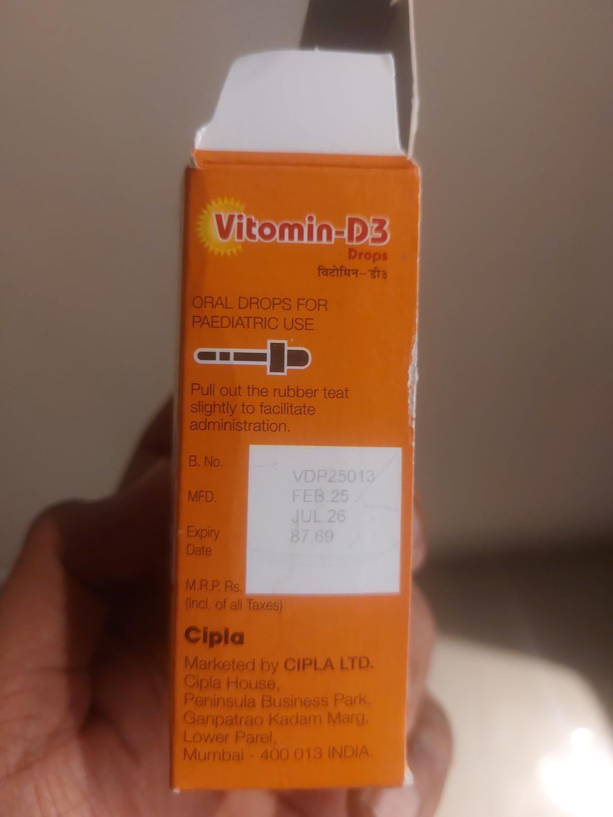 Cipla Vitomin-D3 Drops - Vitamin D3 (Cholecalciferol) Drops- 30 Ml ...