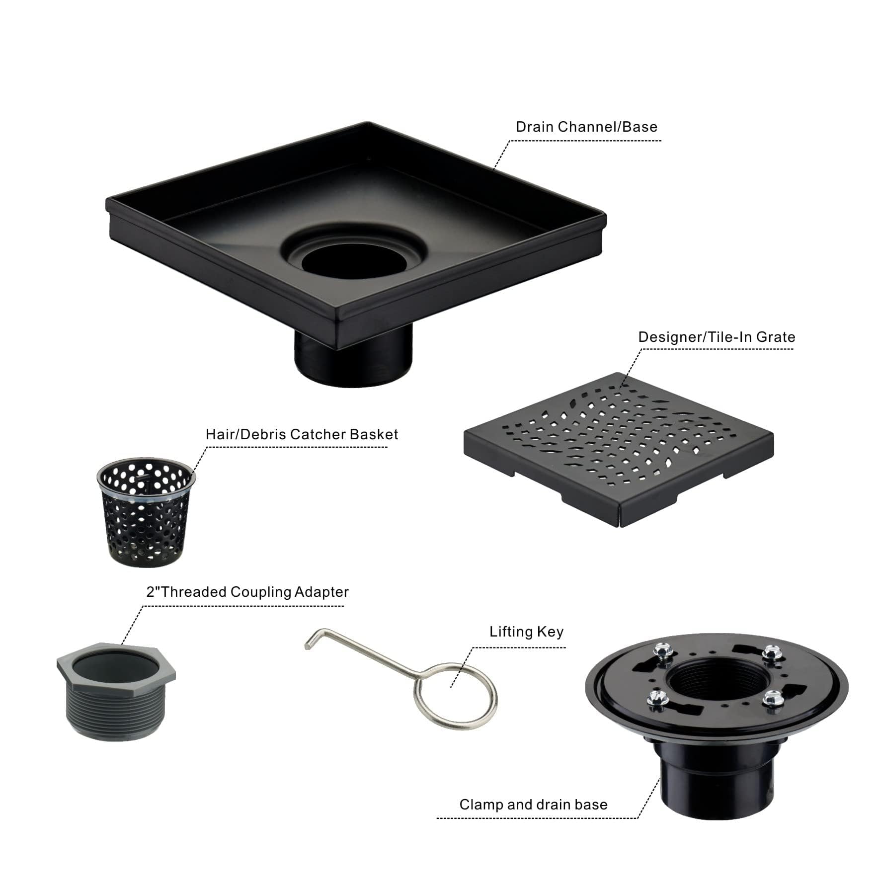Snapklik.com : Matte Black Shower Drain