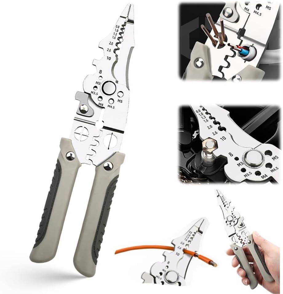 JANCOM Wire Stripper Cutter 9-in-1 Multi-Purpose Electrical Stripping ...