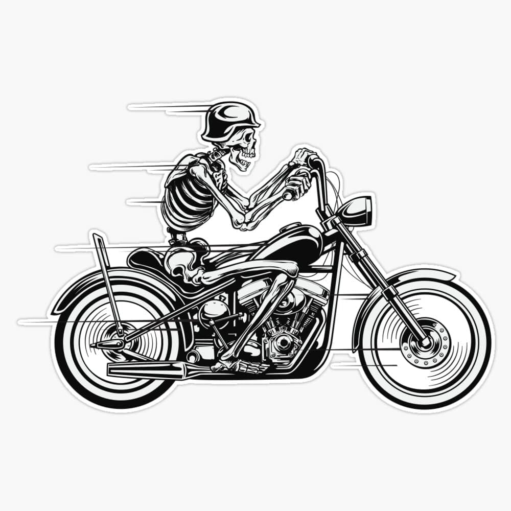Amazon.com - Skeleton Biker Sticker Bumper Sticker Vinyl Decal 5"