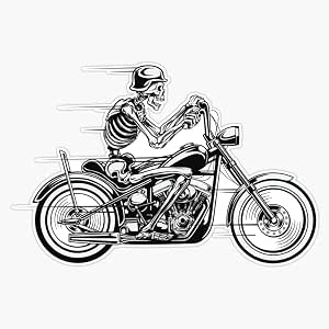 Amazon.com - Skeleton Biker Sticker Bumper Sticker Vinyl Decal 5"