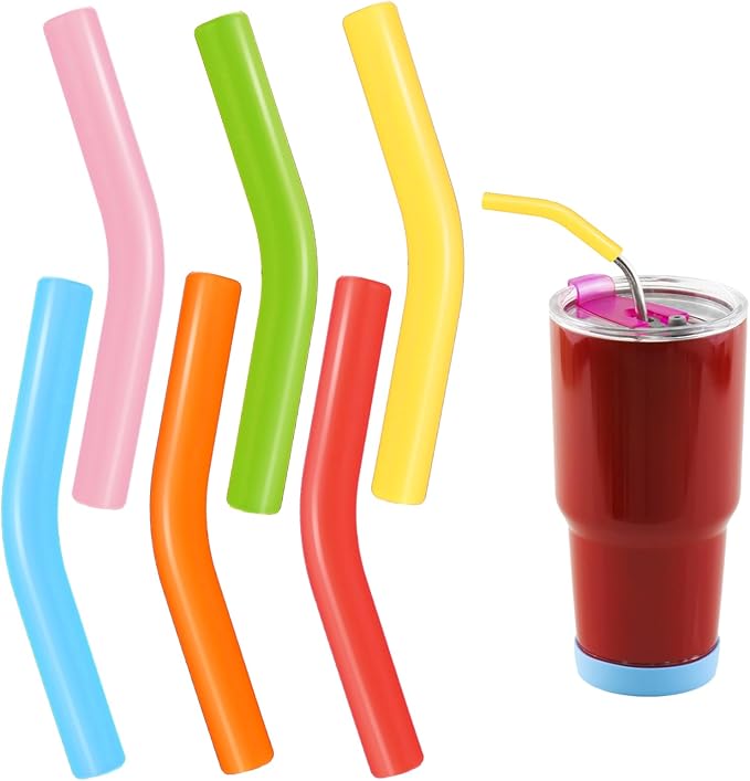Amazon.com: 6 Pack Silicone Straw Tips, 8mm Multicolor Reusable Rubber ...