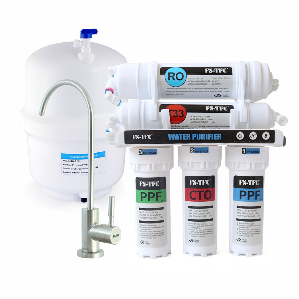 FS-TFC Reverse Osmosis Water Filtration System 5-Stage 100 GPD Plus ...