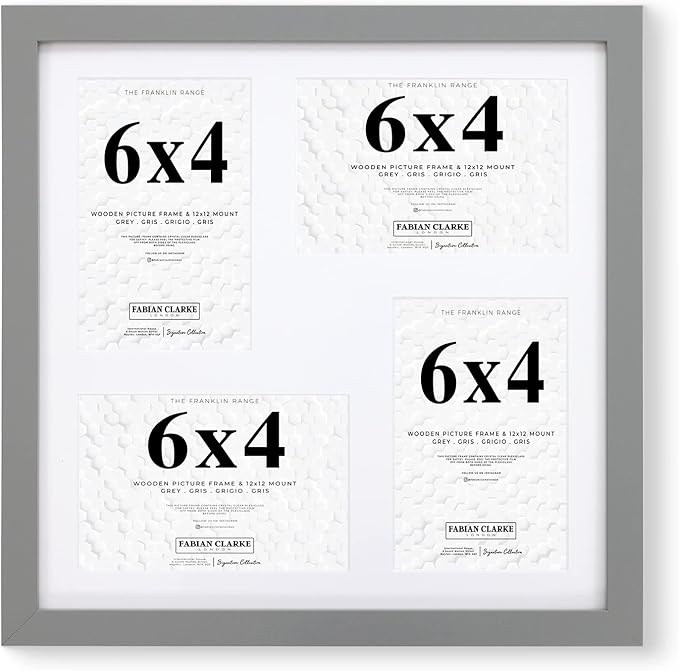 Fabian Clarke London® Grey 12x12” Square Picture Frame Multi Aperture ...