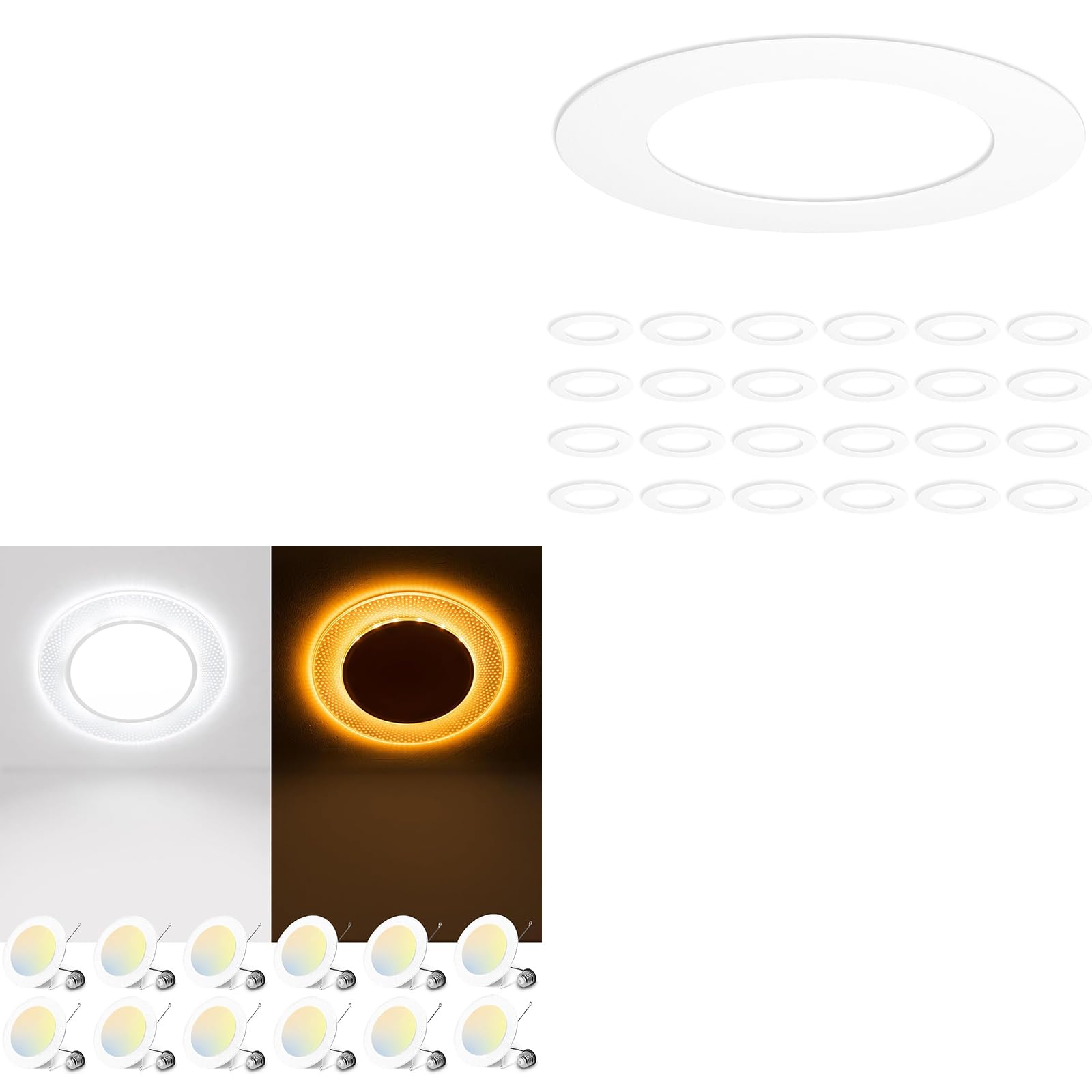 Amico 12 Pack 5/6 Inch 5CCT LED Recessed Can Light with Night Light and ...