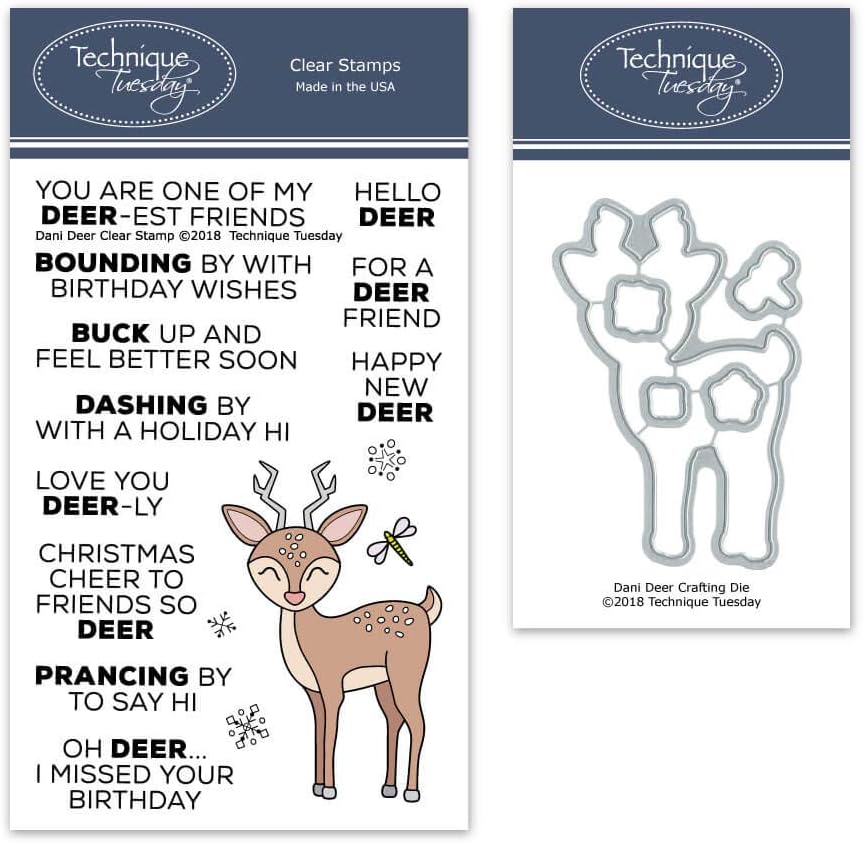 Amazon.com: Dani The Deer Clear Stamps & Dies Bundle | Photopolymer ...
