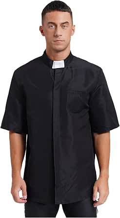 Amazon.com: Agoky Mens Womens Blessed Priest Clergy Shirt Stand Collar ...