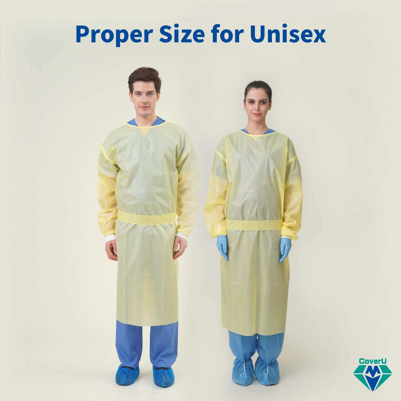 Disposable Gowns 100 Pack - AAMI Level 1 PPE, Fluid Resistant, Blue ...