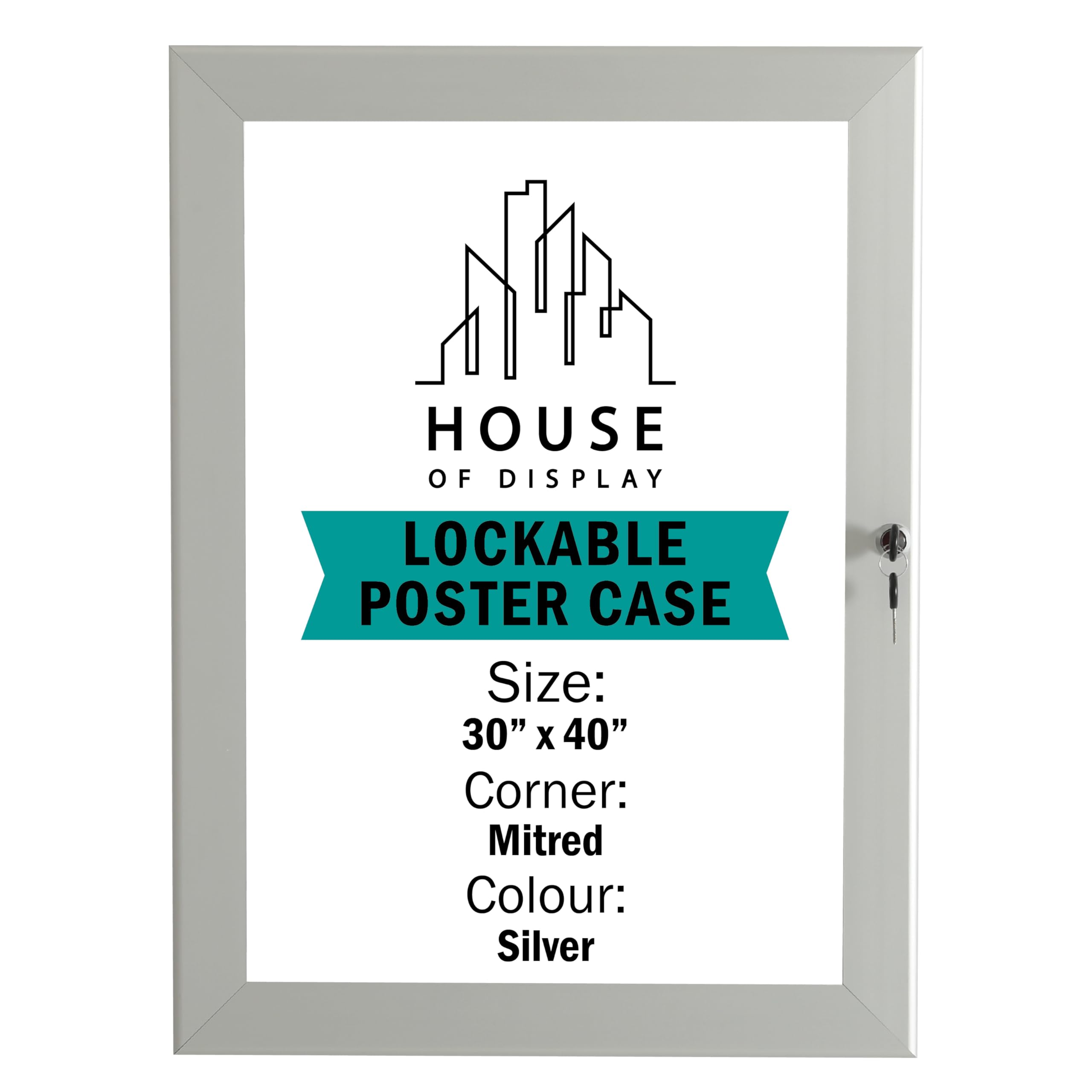 Silver Lockable Poster Case Notice Board - 30 x 40 Size Poster Case for ...