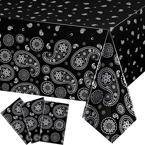 Amazon.com: NKM 3 Pcs 86.6 x 51.2in Black Bandana Party Tablecloths ...