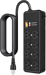 Amazon.com: 20Amp Power Strip Surge Protector, Durable Metal 8-Outlet ...