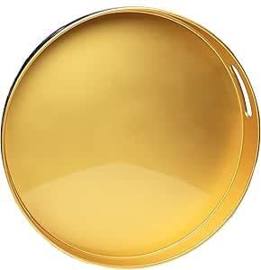 Amazon.com: Spsyrine Round Gold Decorative Tray, 13" Plastic Serving ...