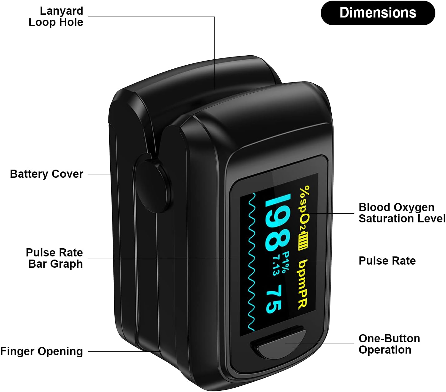 Oxygen Finger Monitor, Blood Oxygen Monitor Finger for Adults ...