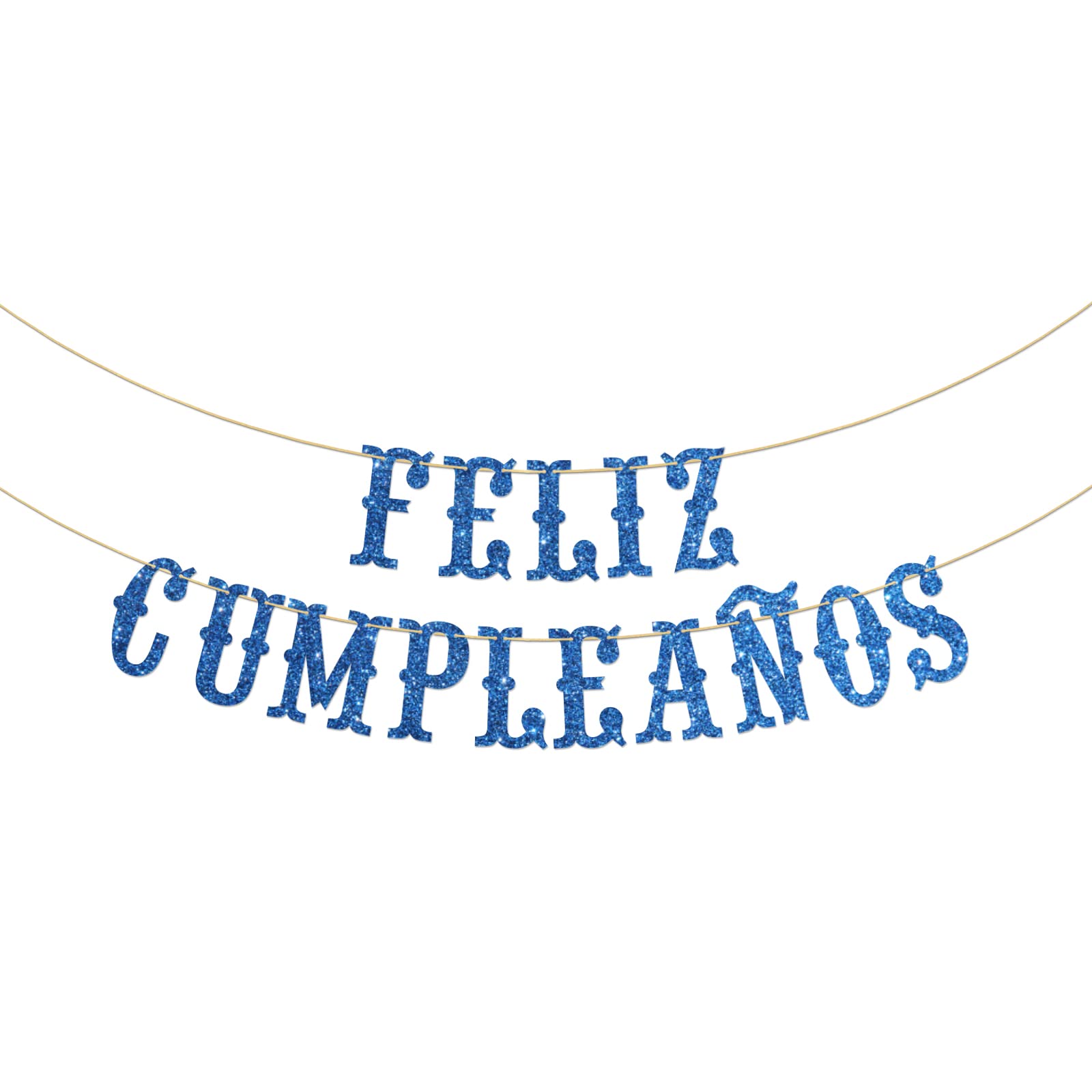 Amazon.com: Halawawa Blue Glitter Feliz Cumpleaños Banner - Spanish ...