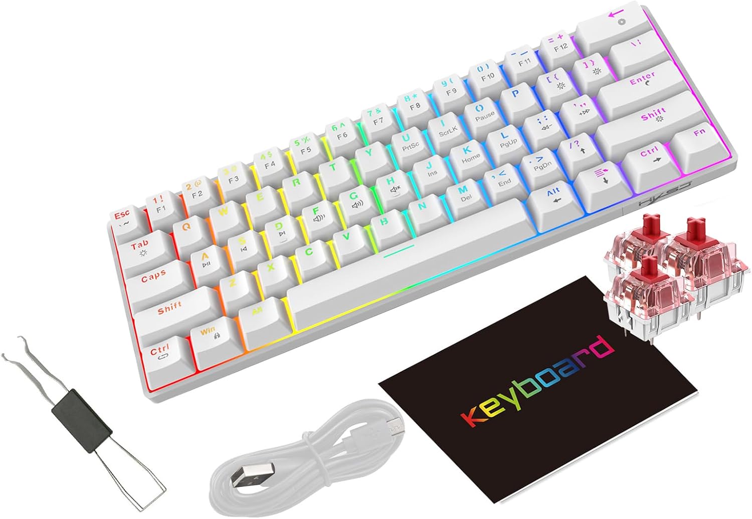 Amazon.com: V900 60% al Keyboard Wired Gaming Colorful Backlit Gaming ...