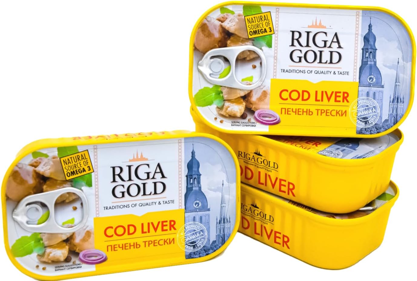 4x Cod Liver In Olive Oil Whole Pieces 121g Norwegian Wild Fish Natural ...