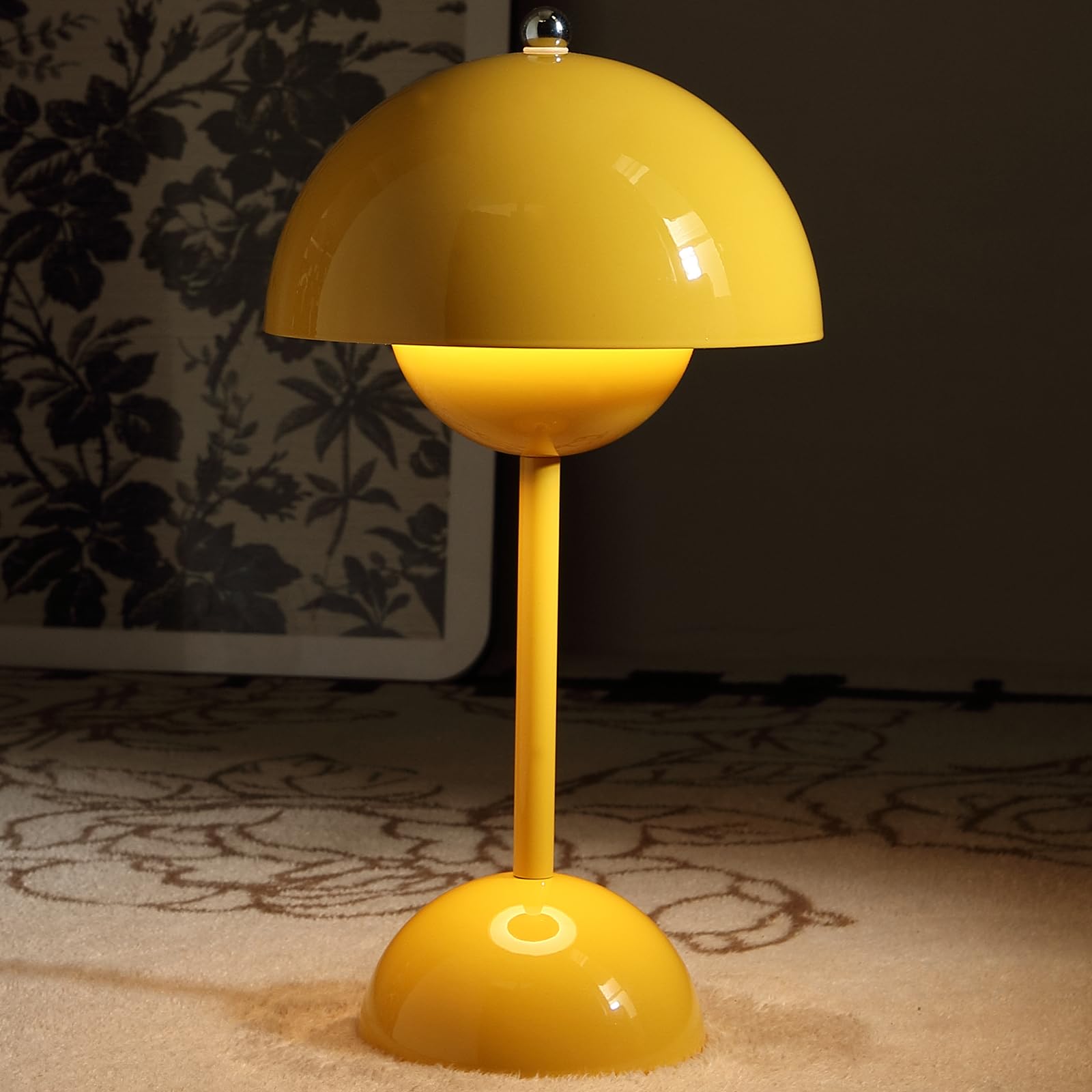 Glivpny Flowerpot Cordless Table Lamp, 5000mAh Battery Mushroom Table ...