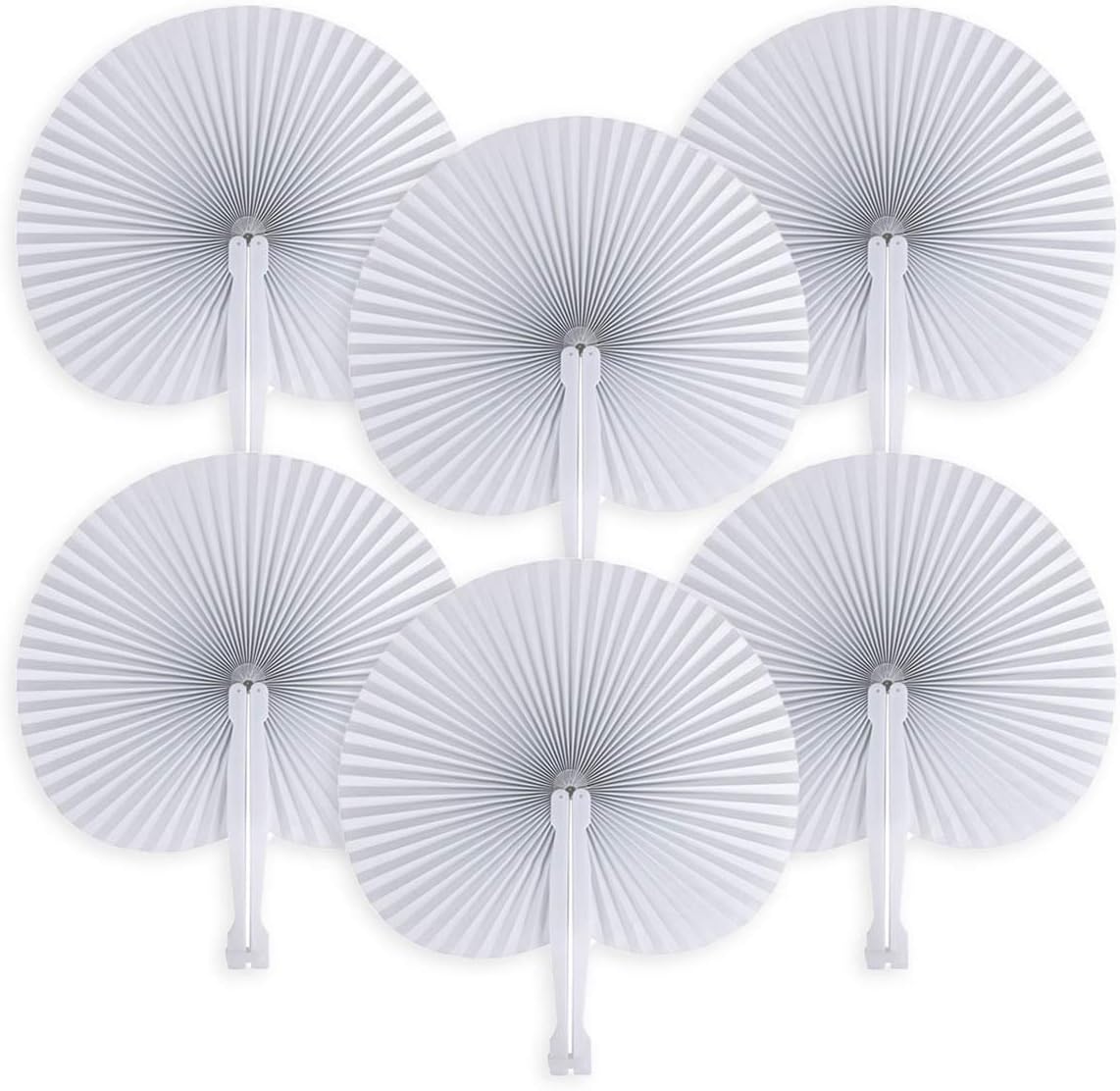 Amazon.com: Cusfull 48 Pack White Folding Paper Fans Handheld Paper ...