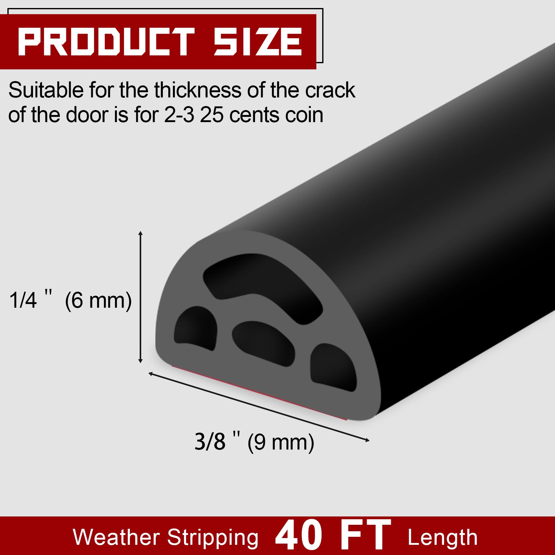 Snapklik.com : 40Ft EPDM Rubber Weather Stripping Door Seal, Self ...