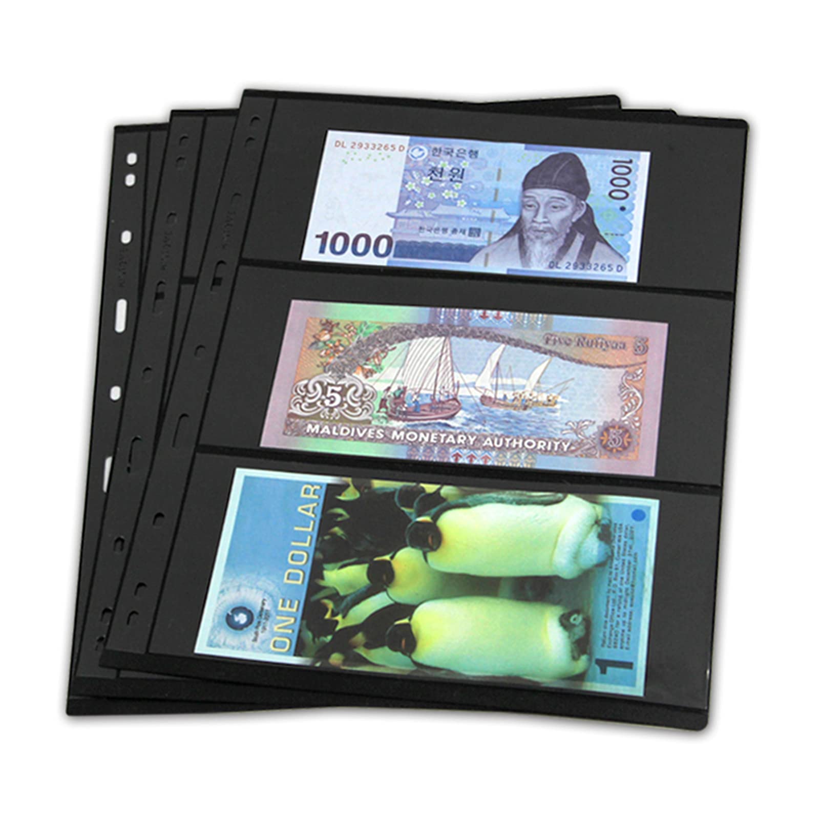 Stamp Album Pages 20 Sheet Stamp Collection Pages - 3 Row Black Pages ...