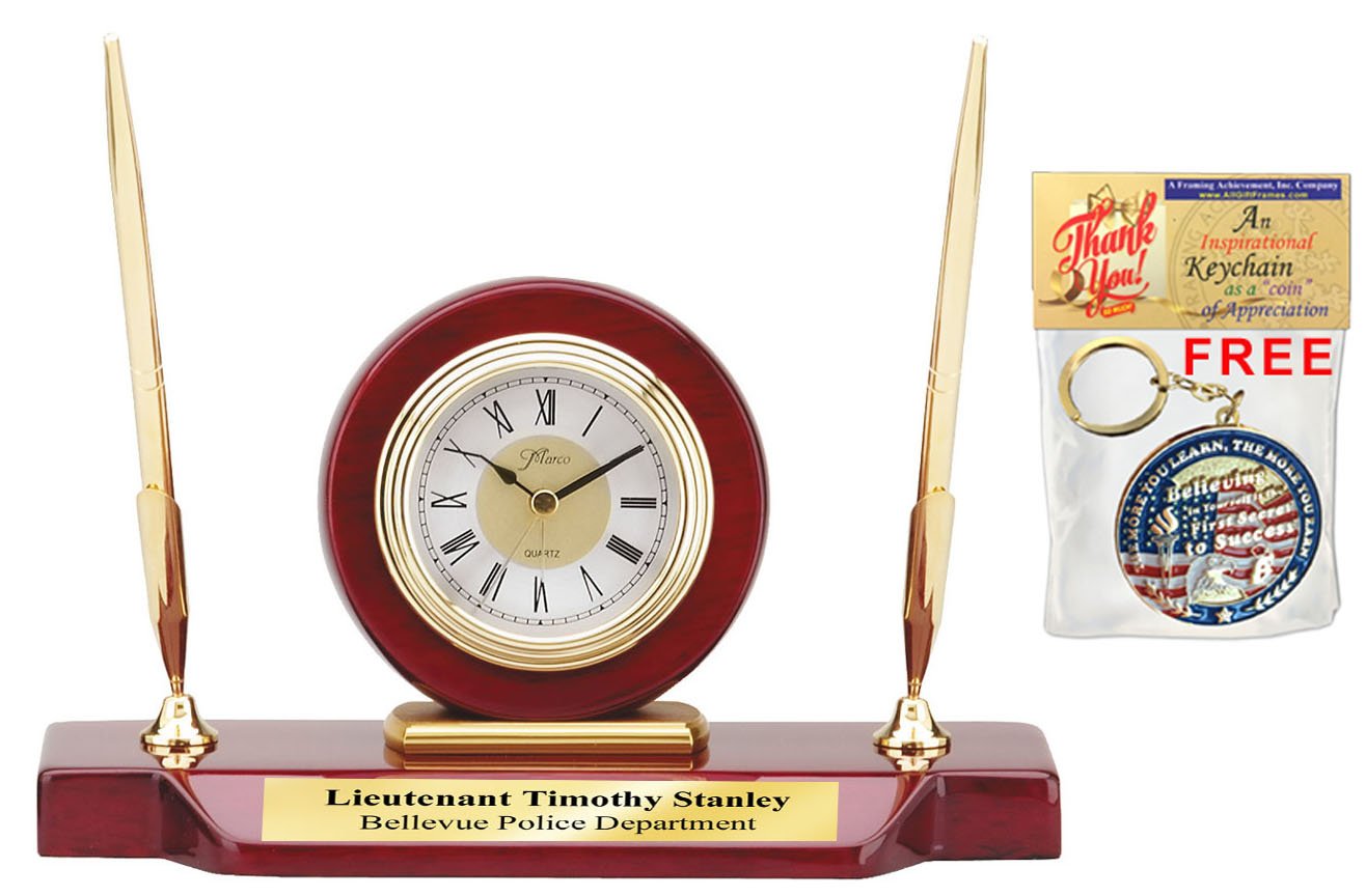 Amazon.com: Personalized Double Pen Set Desk Clock Cherry Wood with ...