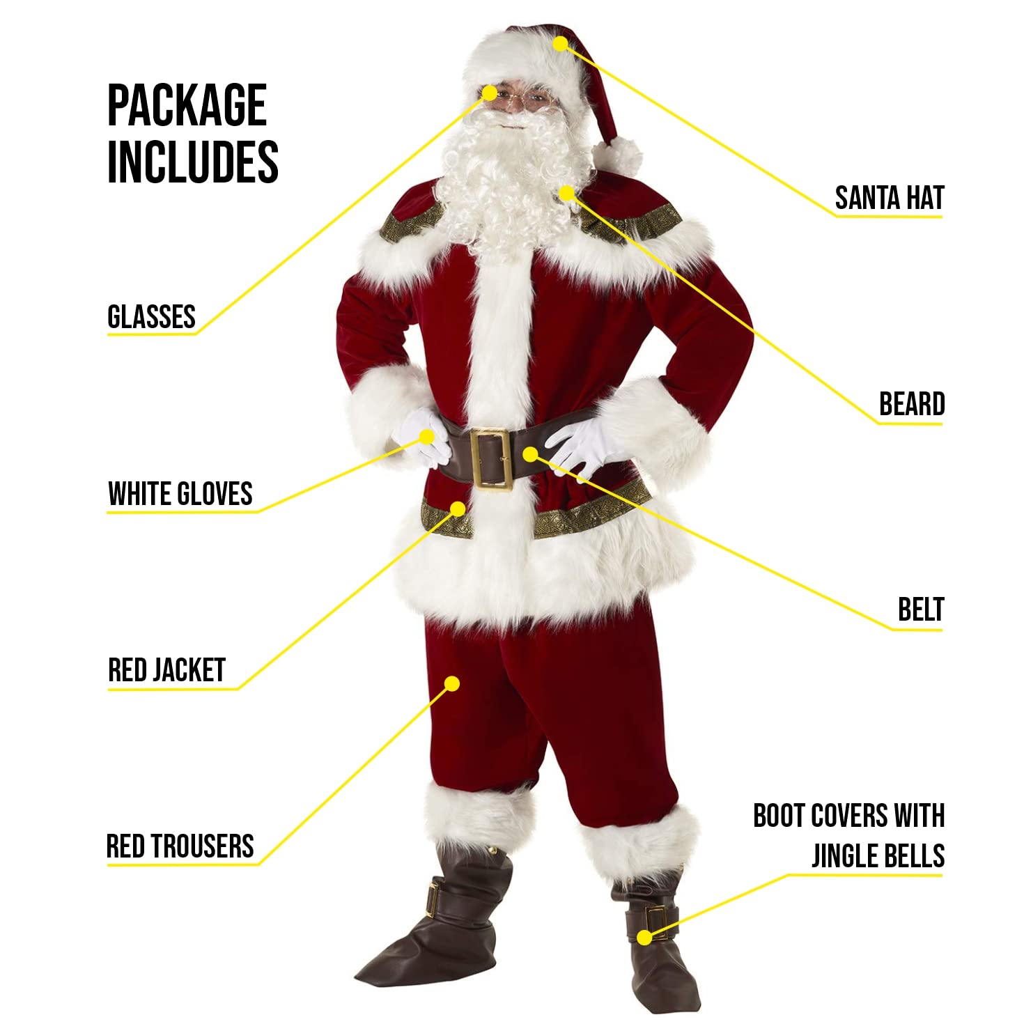 Morph Deluxe Santa Claus Costume for Men, Professional Santa Suit ...