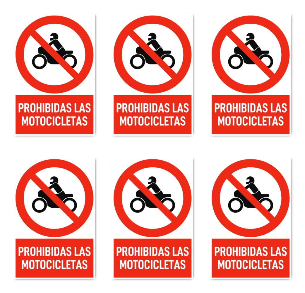 Stickers: 75 x 50 mm, Pack of 6 – Motorcycles Prohibited – Prohibition ...