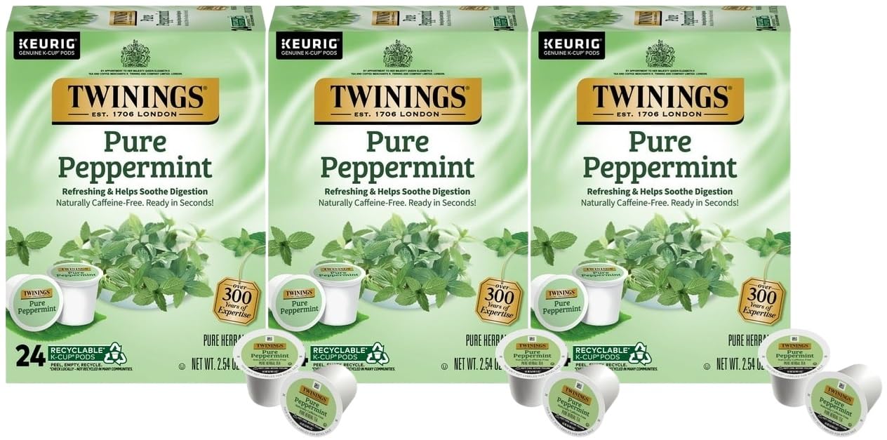 Amazon.com : Twinings Pure Peppermint Tea Single Serve K-Cup Pods for ...
